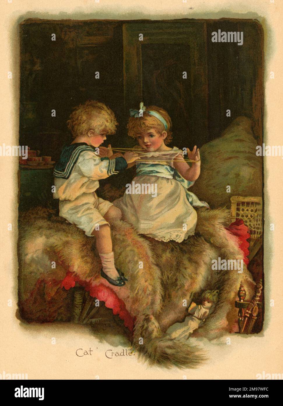 Two children playing Cat's Cradle Stock Photo - Alamy