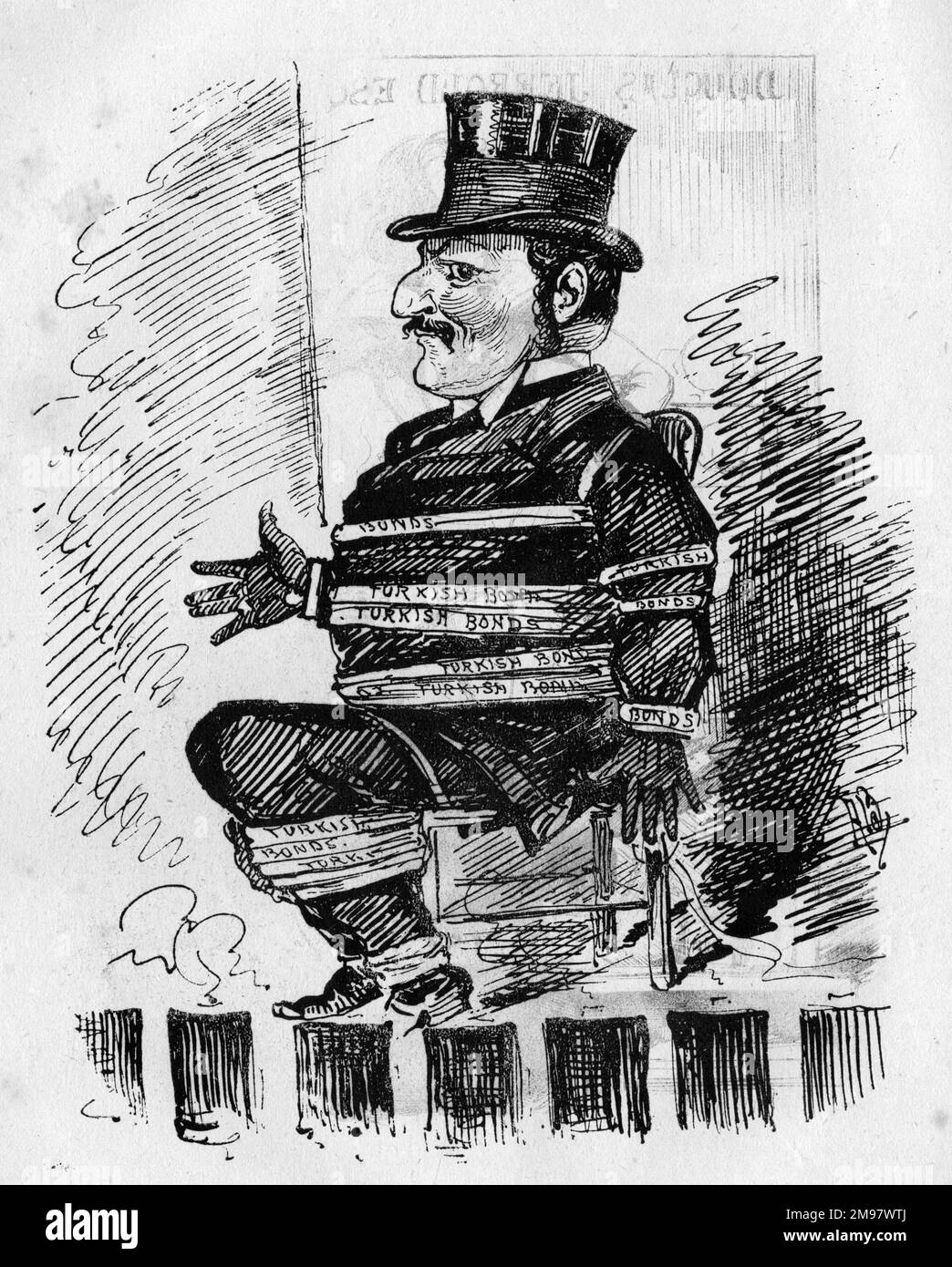 Cartoon, Unfettered Journalism! Showing a man tied to a chair by ...