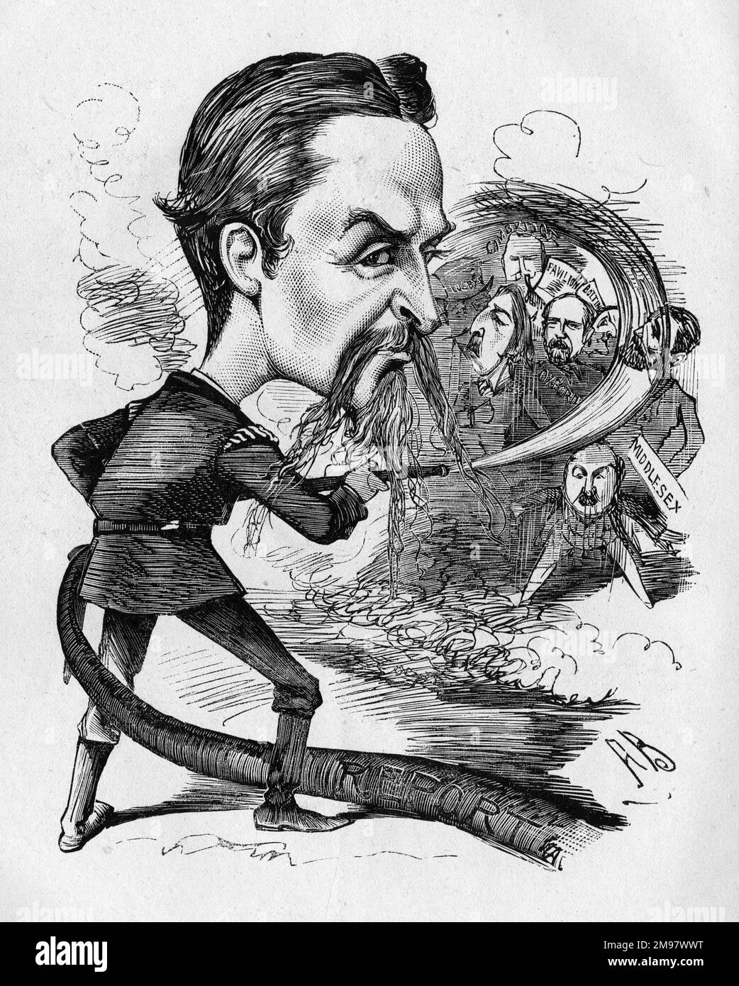 Cartoon of Captain Sir Eyre Massey Shaw (1828-1908), Superintendent of ...