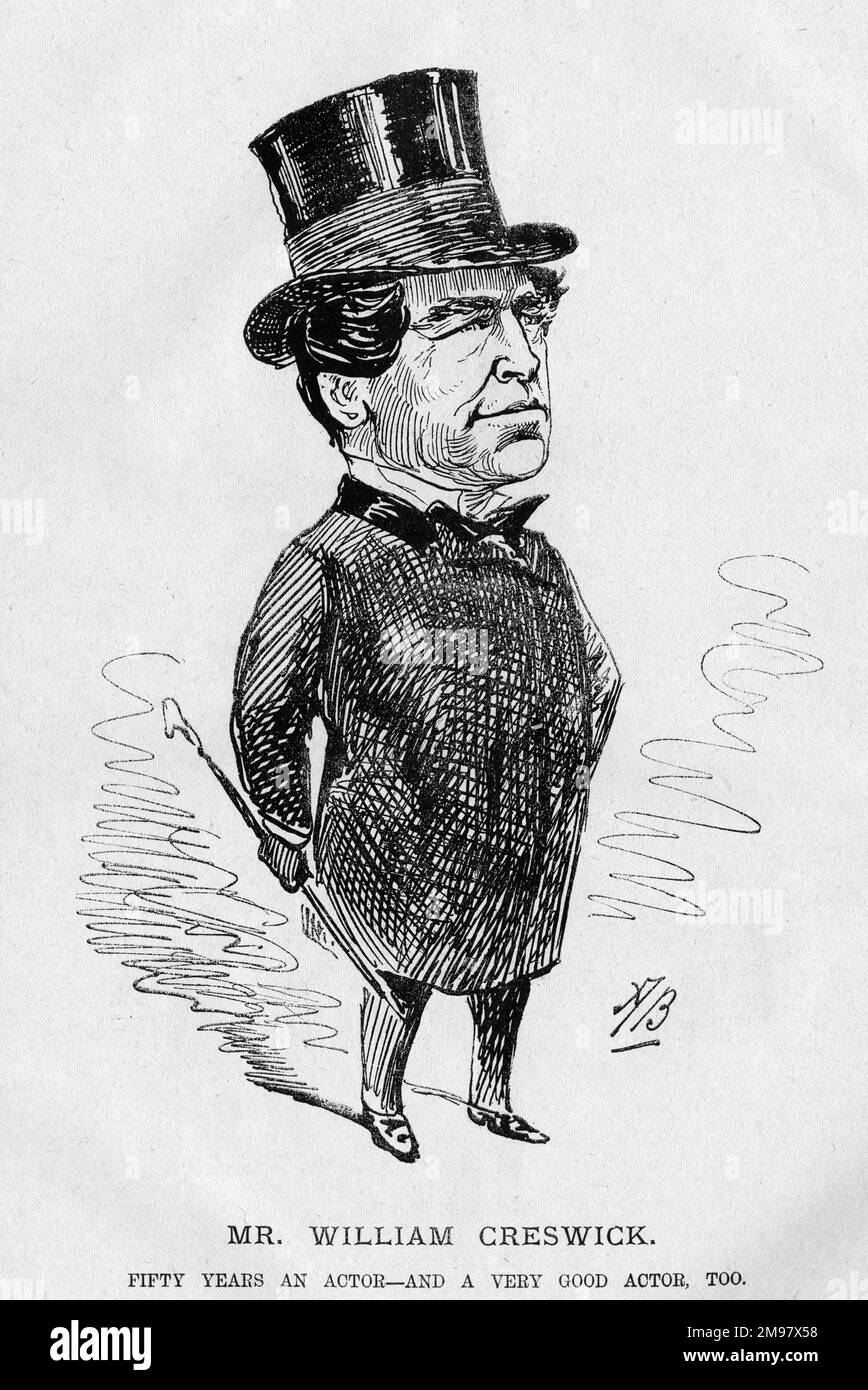 Cartoon portrait, Mr William Creswick (1813-1888), English actor Stock ...