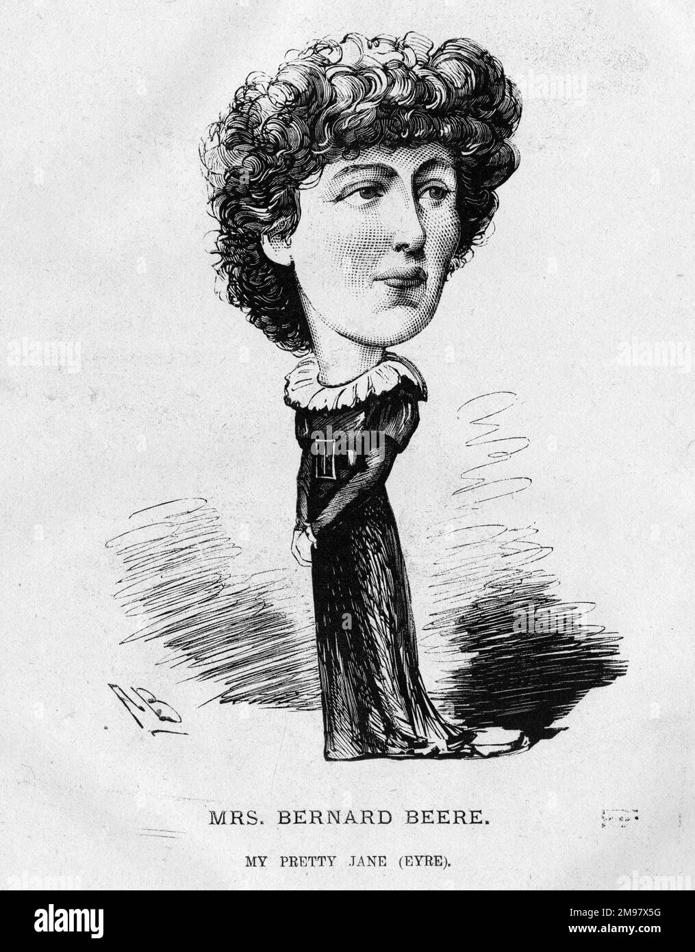 Cartoon of Mrs Bernard Beere (Fanny Mary Whitehead, 1851-1915), English ...