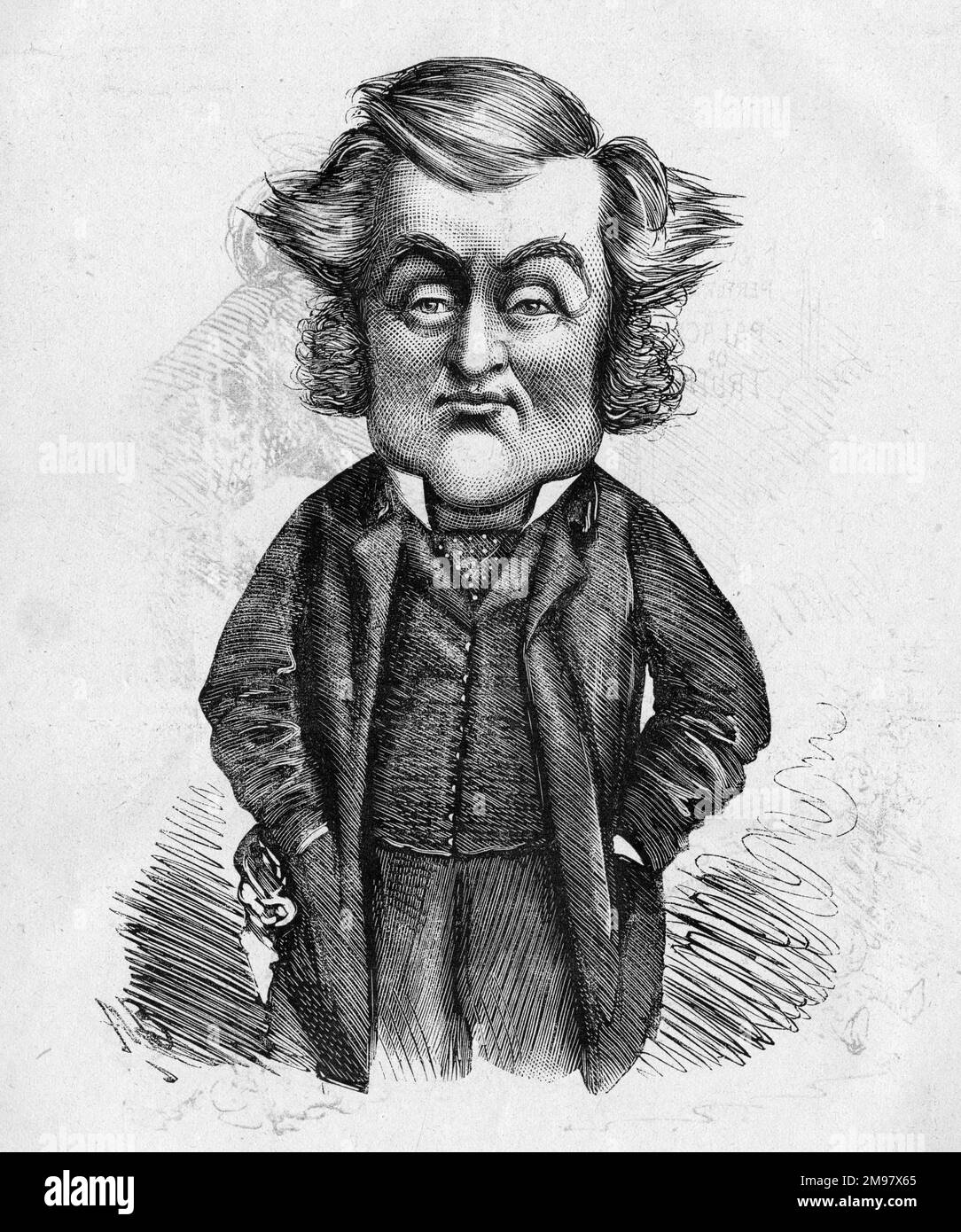 Cartoon of John Maddison Morton (1811-1891), English playwright ...