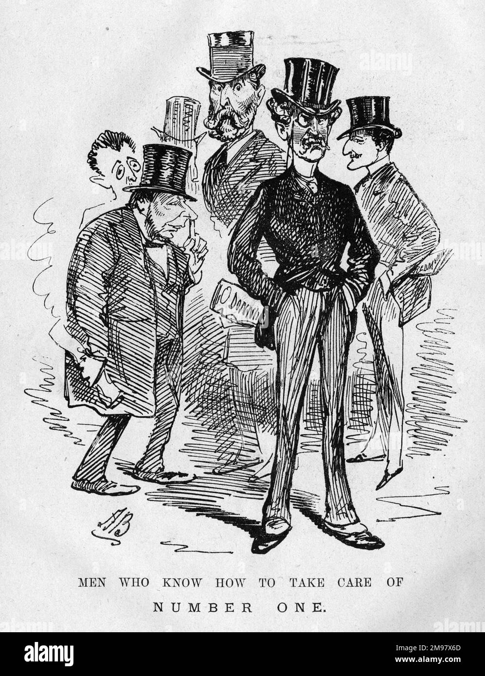 Cartoon, Men who know how to take care of Number One. Probably a ...