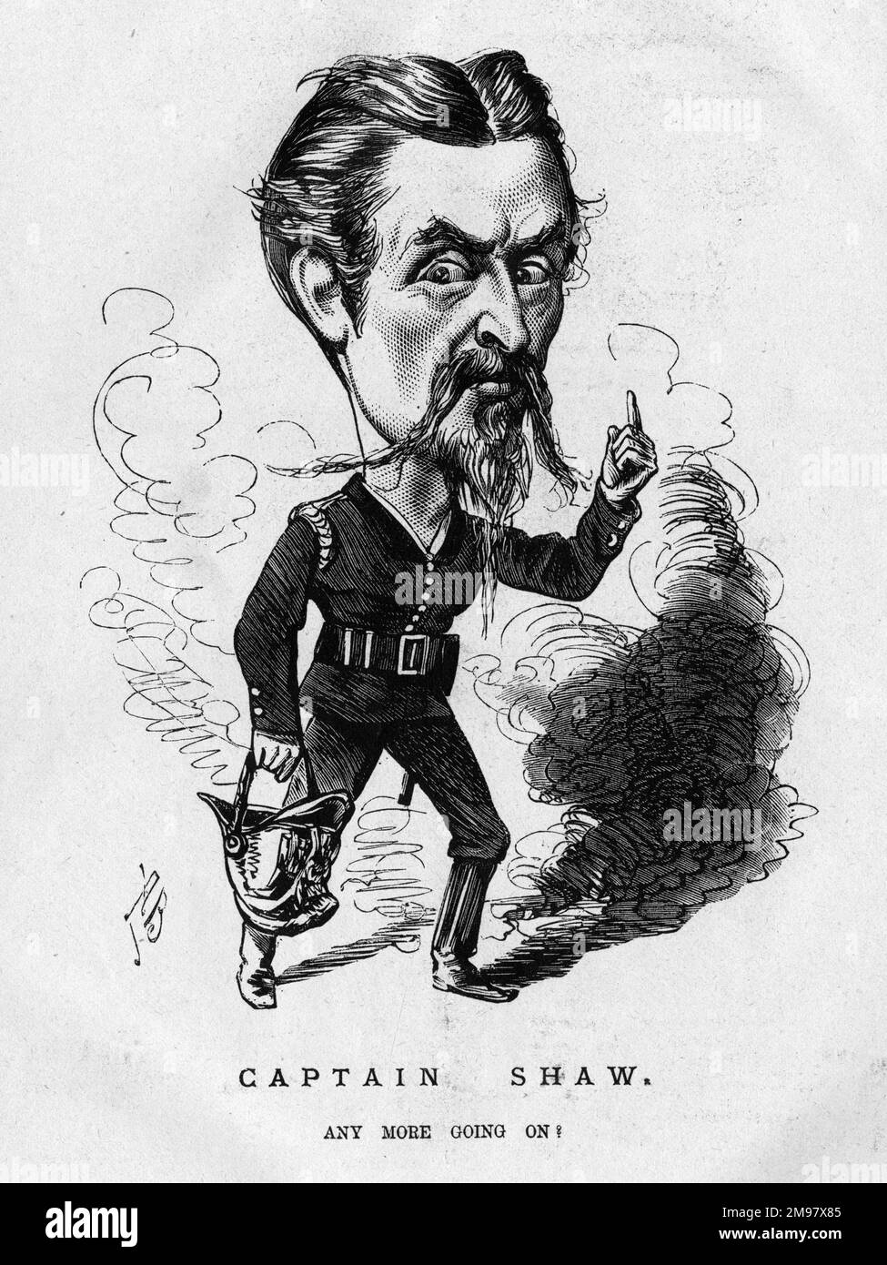 Cartoon of Captain Sir Eyre Massey Shaw (1828-1908), Superintendent of ...
