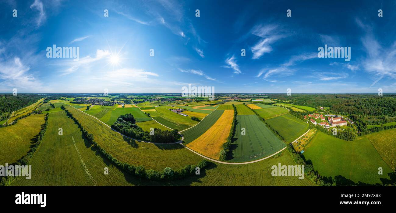 Aerial view to the region called Western Forests and Schmutter Valley ...