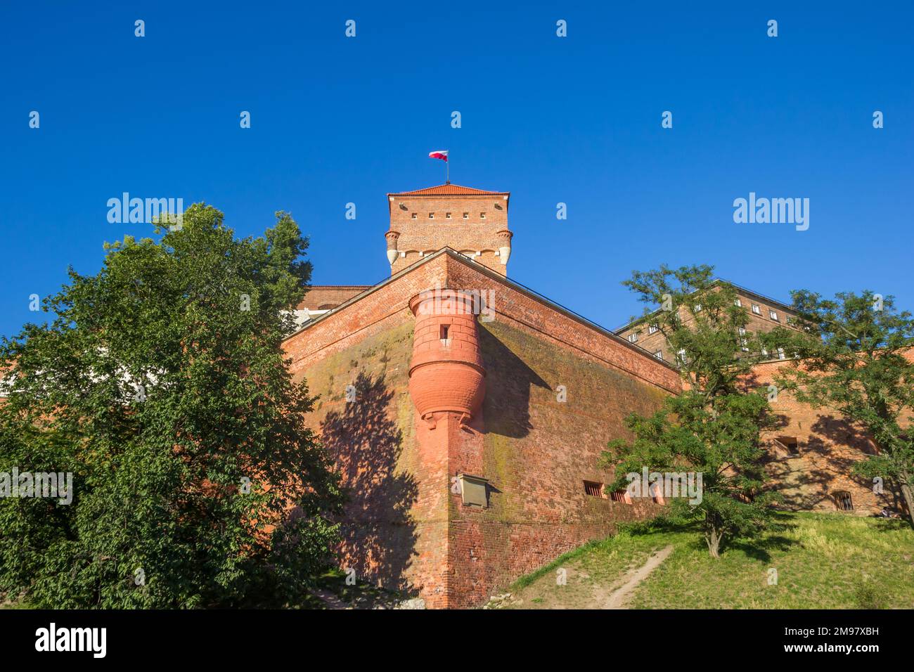 Corner tower of the historic Royal Wawel Castle in Krakow, Poland Stock ...