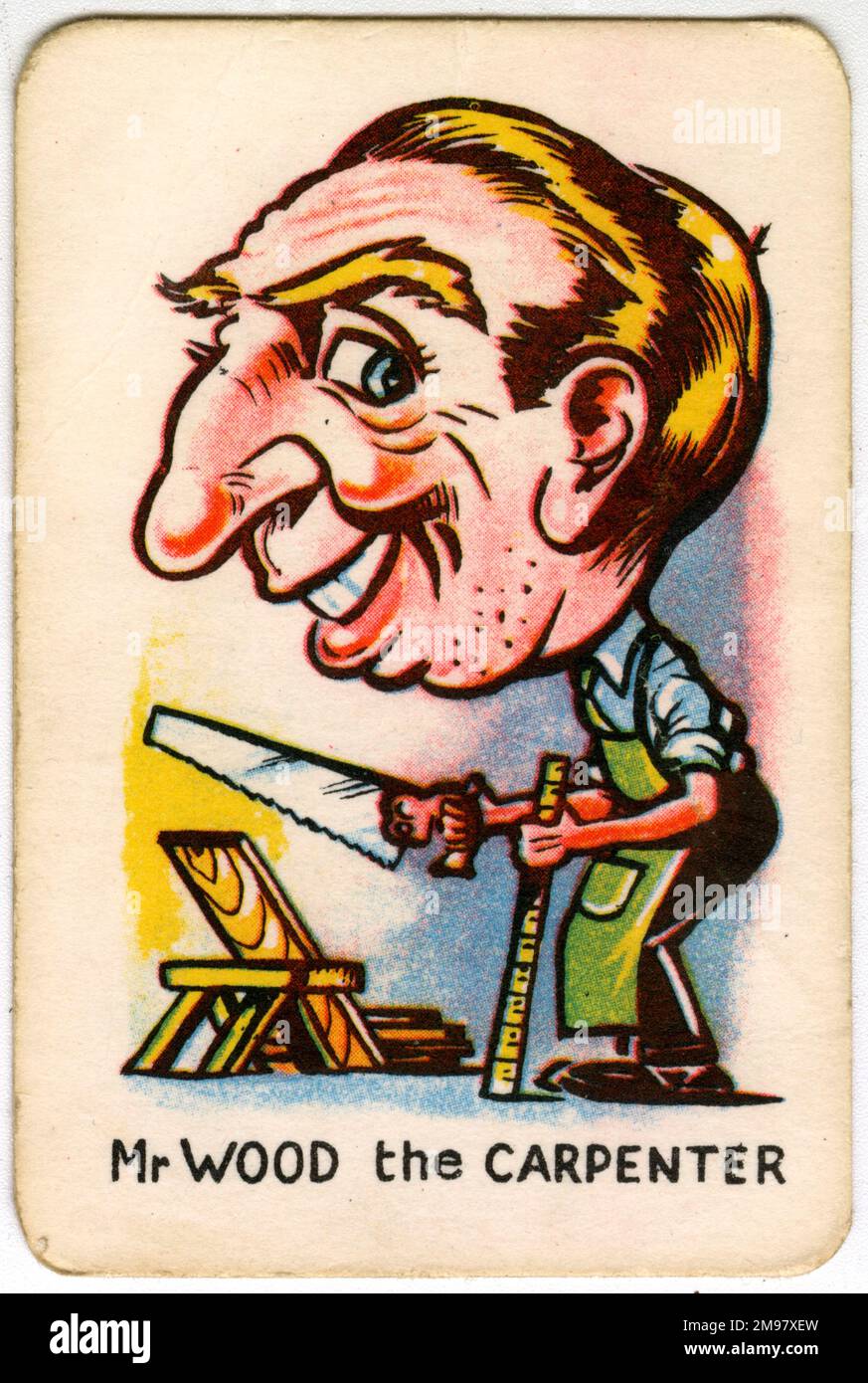 Happy Familes Playing Cards - Mr Wood the Carpenter Stock Photo - Alamy