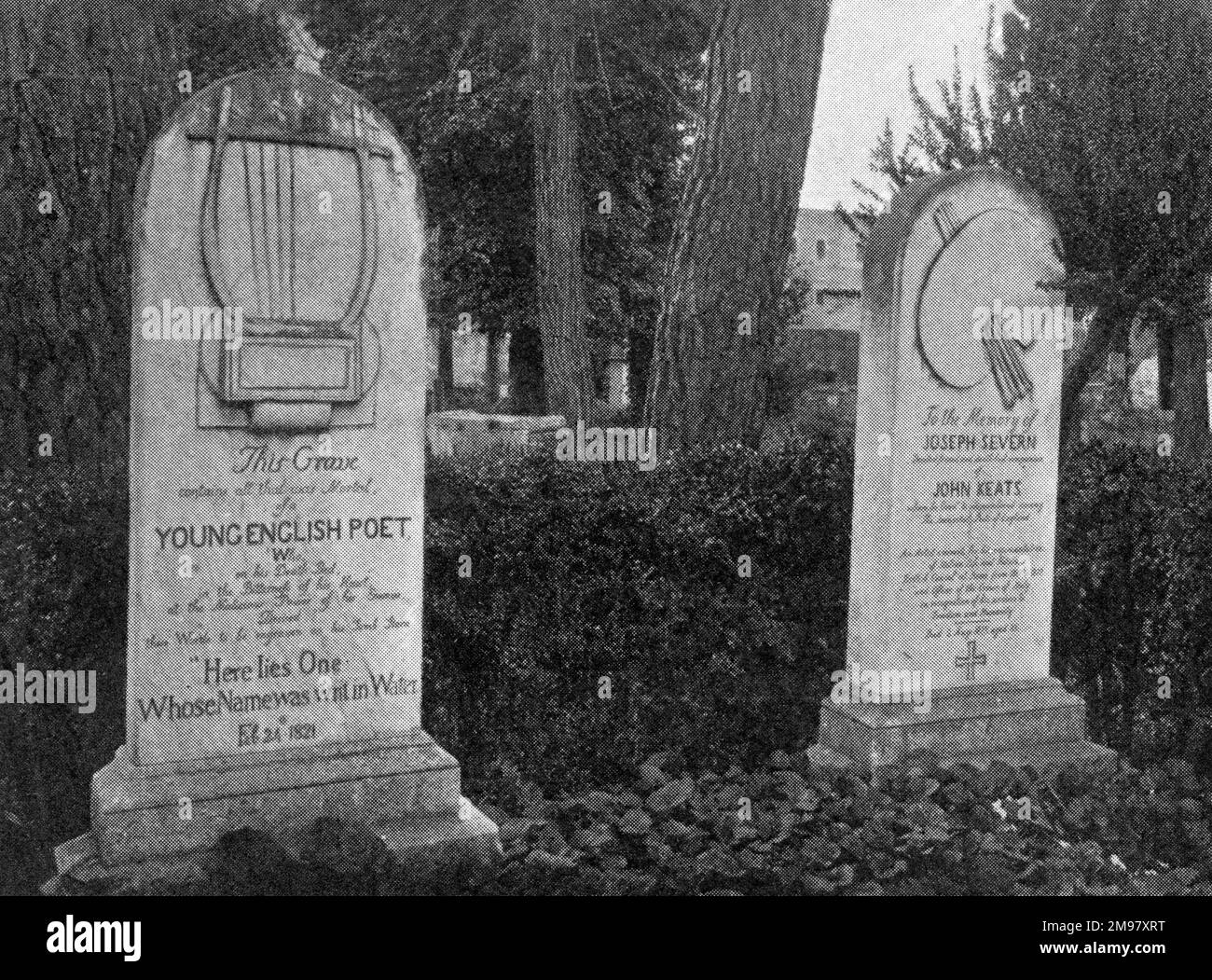 Graves of the English poet John Keats and his artist friend Joseph ...