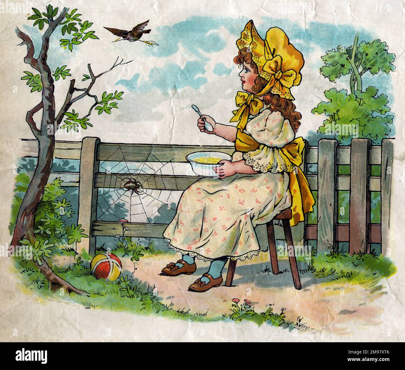 Illustration, Little Miss Muffet. (1 of 2 Stock Photo - Alamy
