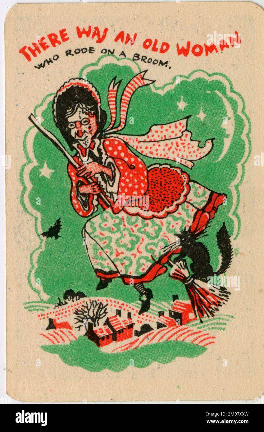 Nursery Rhyme Snap card - There was an old woman who rode on a broom ...