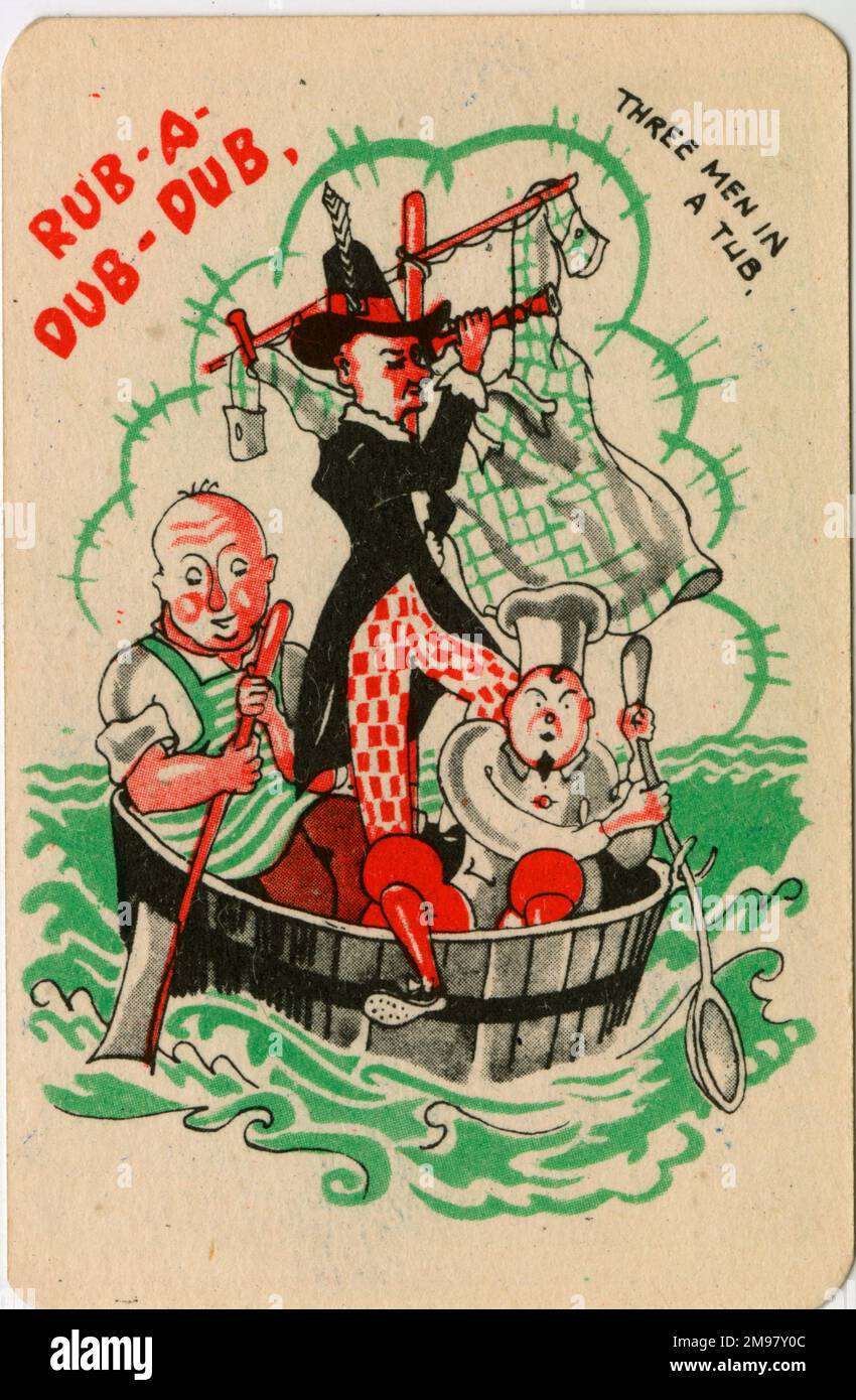 Nursery Rhyme Snap card - Rub-A-Dub-Dub, three men in a tub Stock Photo ...