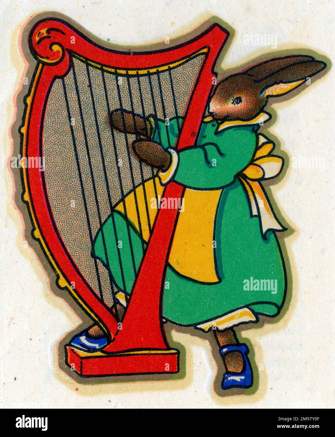 Mrs Rabbit playing a Harp Stock Photo - Alamy
