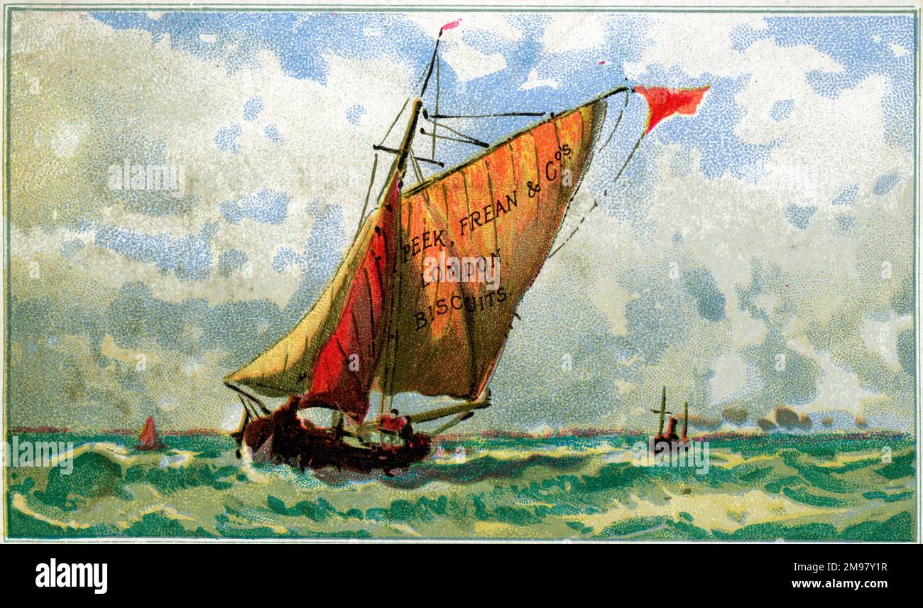 Peek Frean Biscuits advertising trade card - sailing boat Stock Photo ...