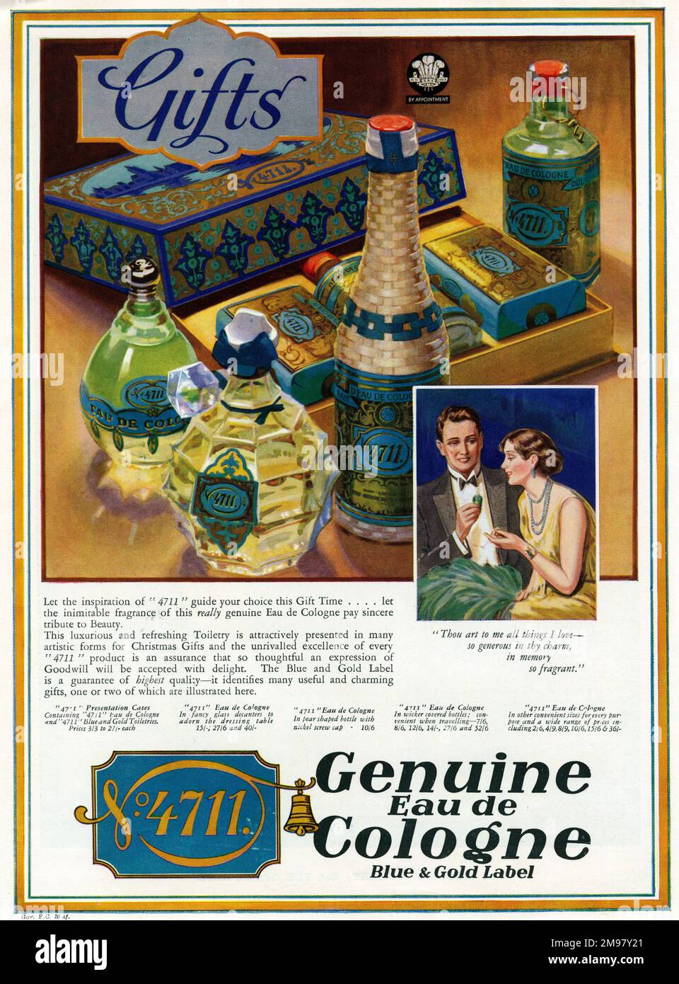 Advertisement for 4711 Eau de Cologne Date: circa 1930s Stock Photo - Alamy
