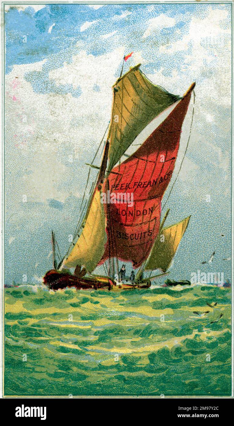 Peek Frean Biscuits advertising trade card - sailing boat Stock Photo ...