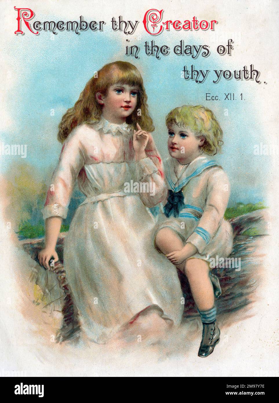 Religious illustration with biblical quotation, Remember thy Creator in ...