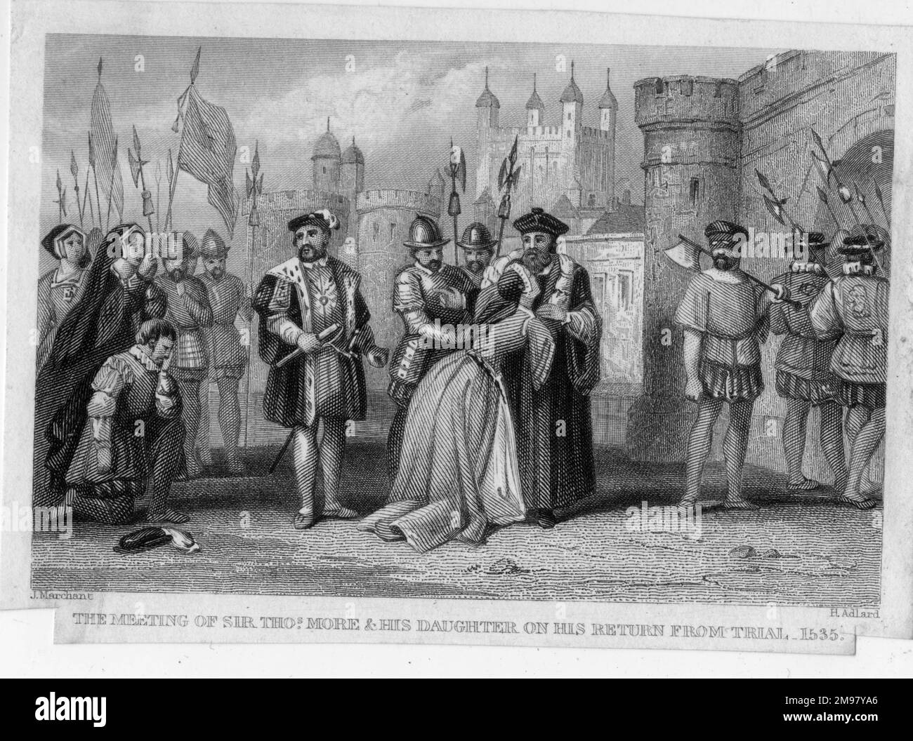 Sir Thomas More (1478-1535), English statesman, meeting his daughter ...