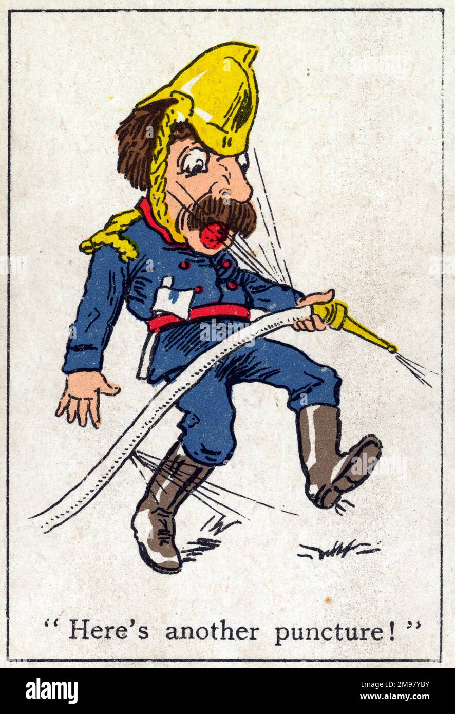 Snap Playing Card - Fireman with a punctured hose Stock Photo - Alamy