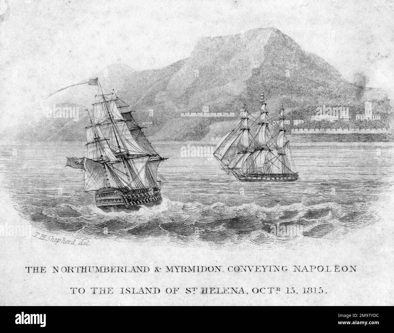 The Northumberland & Myrmidon conveying Napoleon to the island of St ...