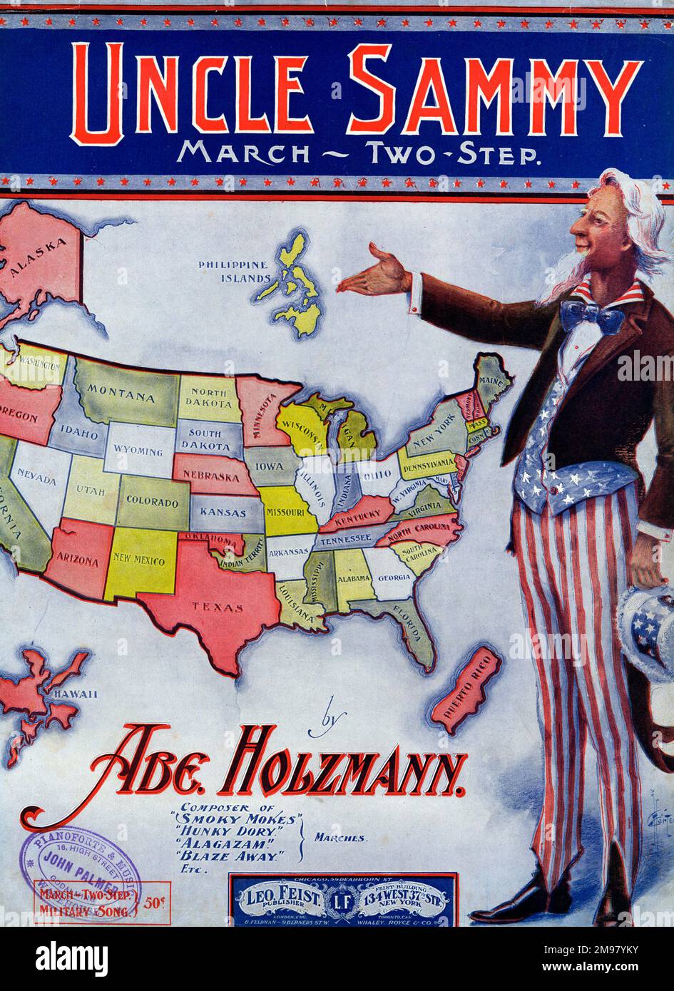 Music cover, Uncle Sammy March, Two Step, by Abe Holzmann Stock Photo ...
