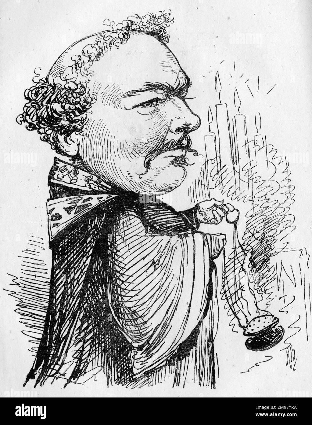 Caricature of Charles Santley (1834-1922), English-born operatic and ...