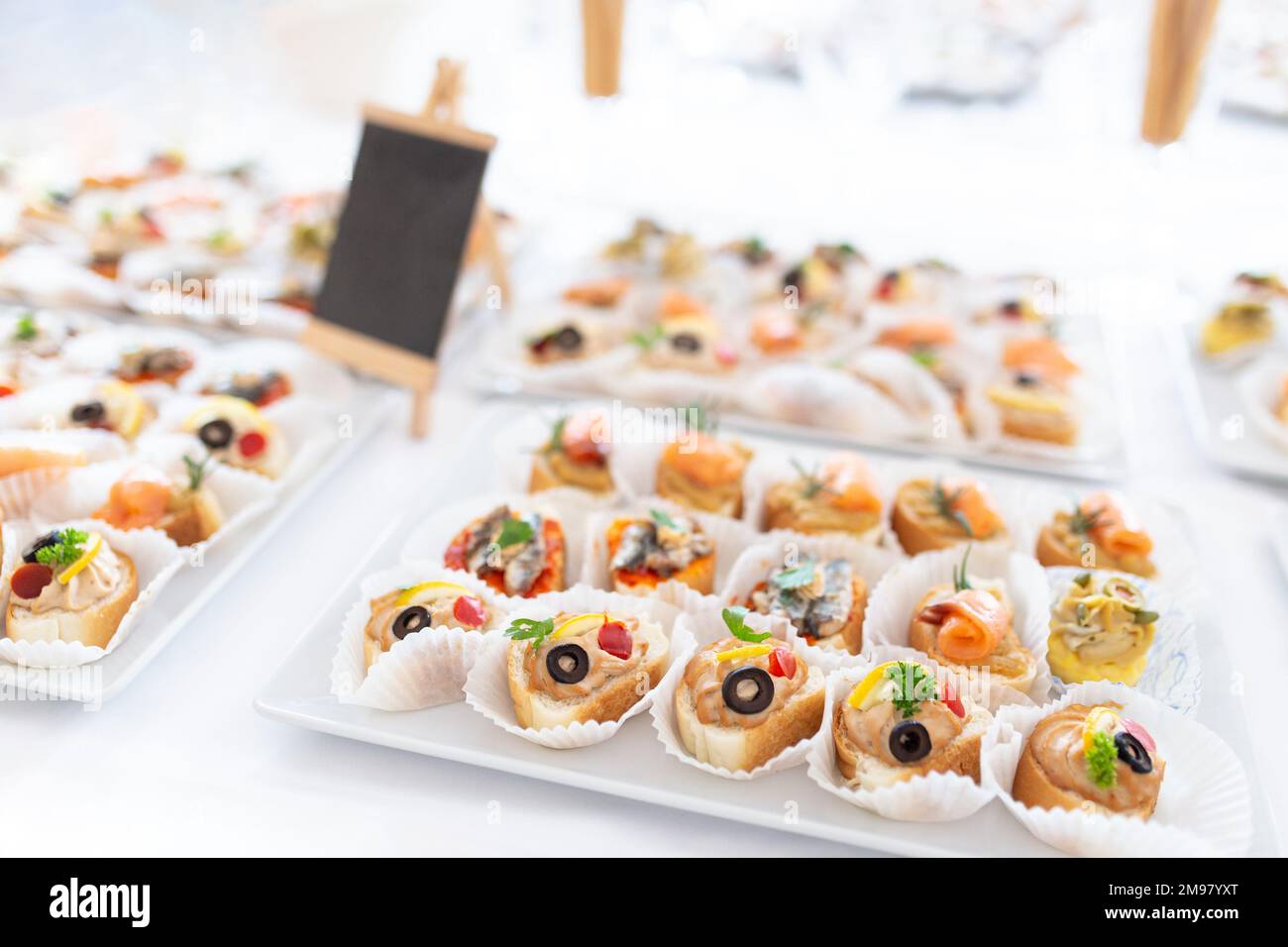 Fresh appetizers on plate. Food and event concept. Space for copy Stock ...