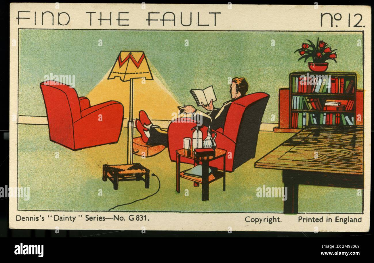 Find the Fault card No. 12 -- man reading Stock Photo - Alamy