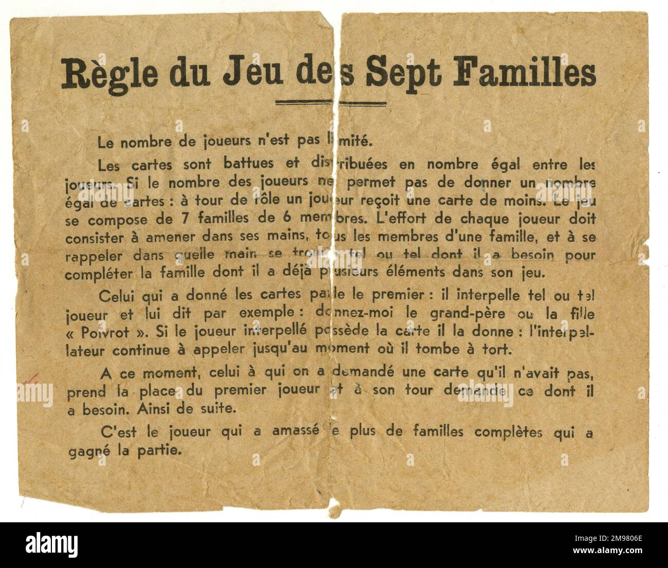 French Happy Families (Le Jeu des Sept Familles) - rules and ...