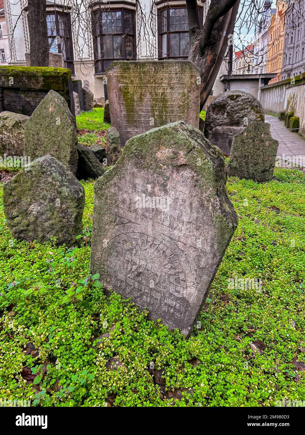 Prague, Czech Republic, Detail, Close up View of Tombstones Outside ...