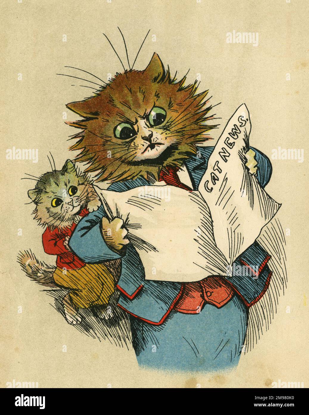Louis Wain, Daddy Cat - reading the newspaper Stock Photo - Alamy