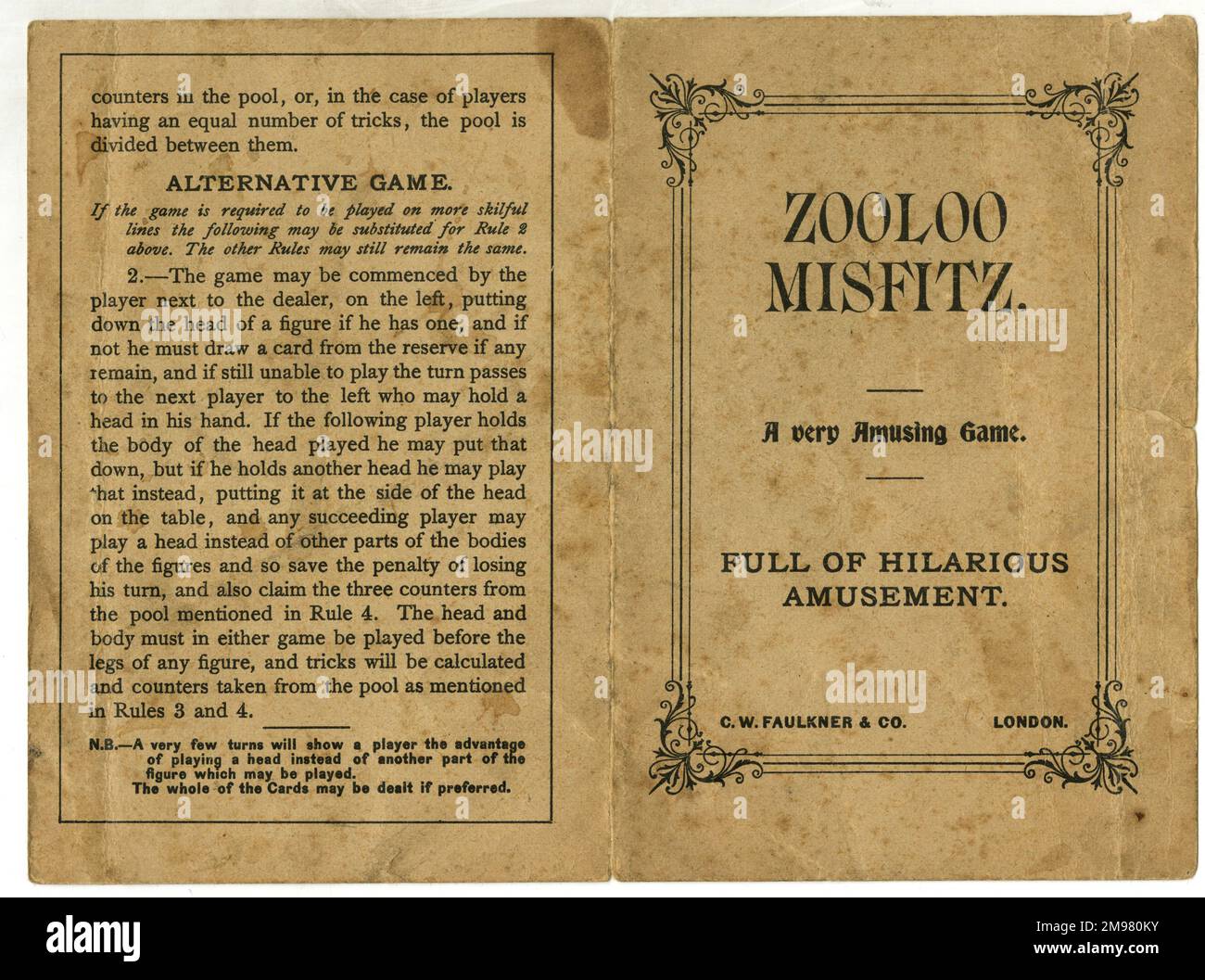 Zooloo Misfitz instruction leaflet. (1 of 2 Stock Photo - Alamy