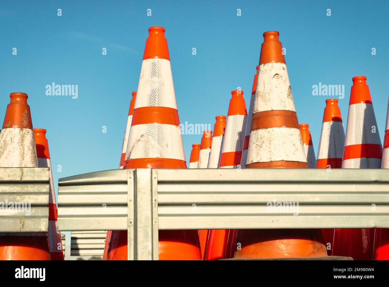Blue plastic cones rows hi-res stock photography and images - Alamy
