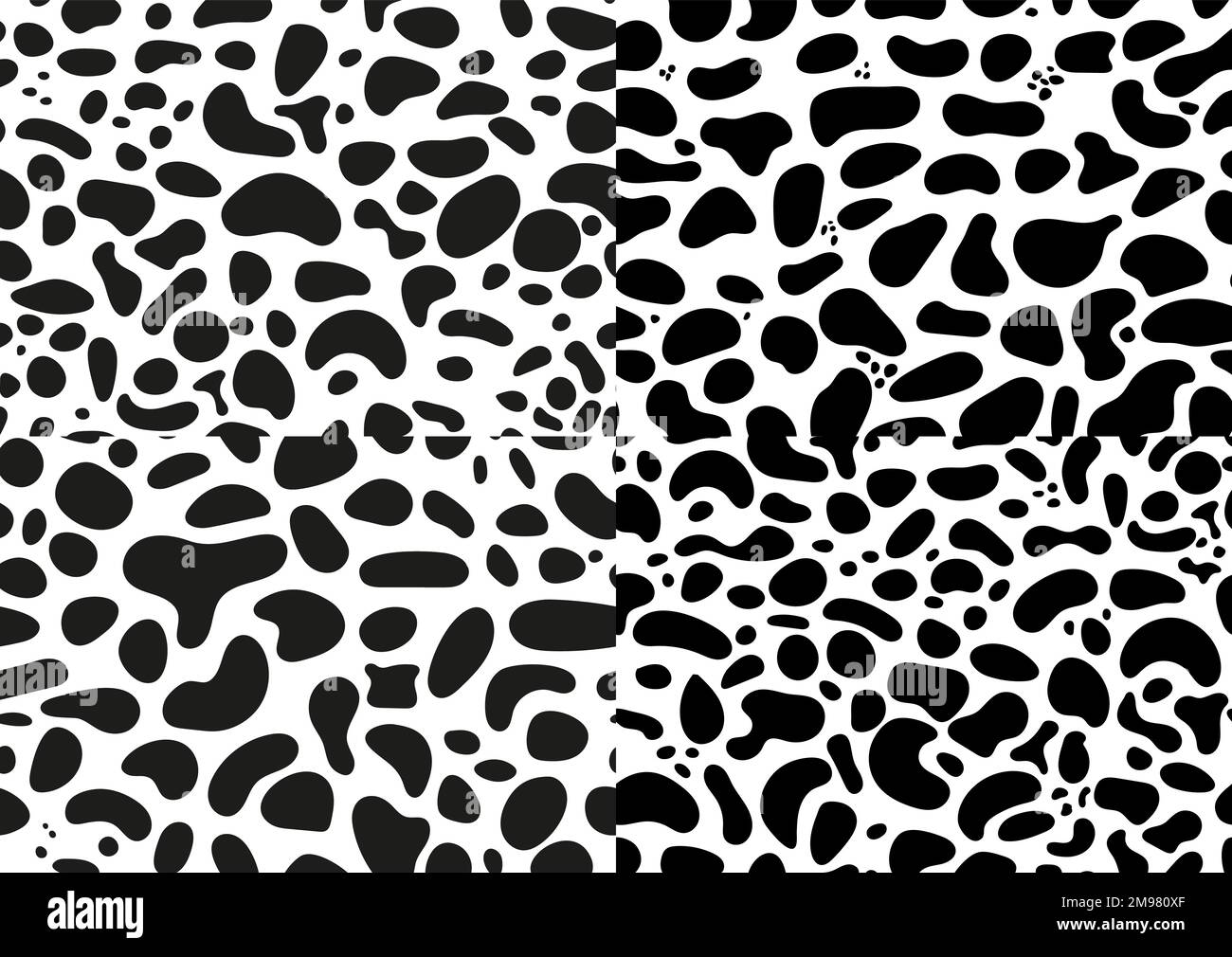 Dalmatian fur random shape seamless pattern set vector animal print with skin spot texture Stock ...