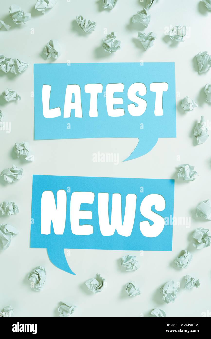 Hand writing sign Latest News. Business concept information that is ...