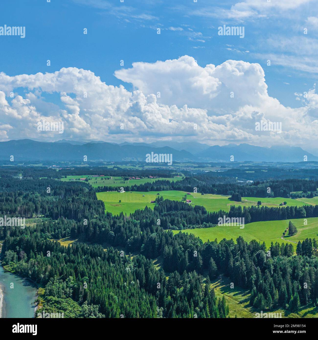 Aerial view to the impresive nature around the Litzauer Schleife near ...