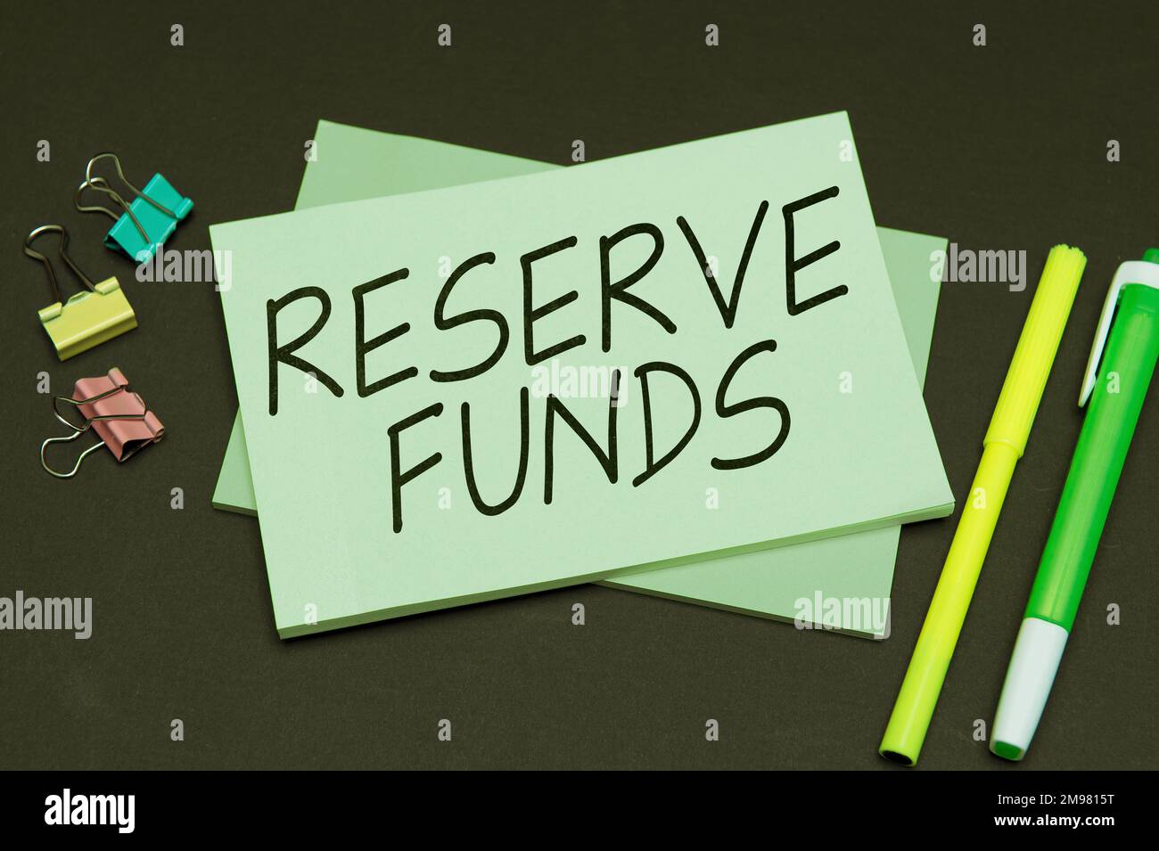 Hand writing sign Reserve Funds. Business concept money released from ...