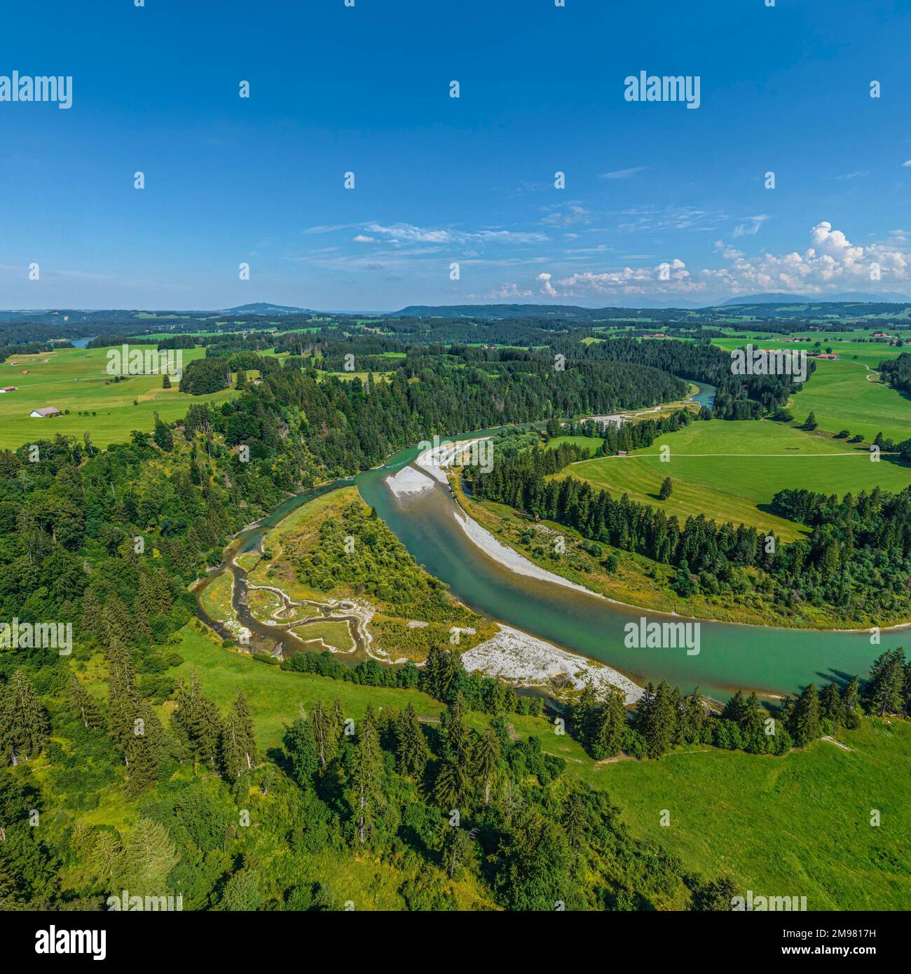 Aerial view to the impresive nature around the Litzauer Schleife near ...
