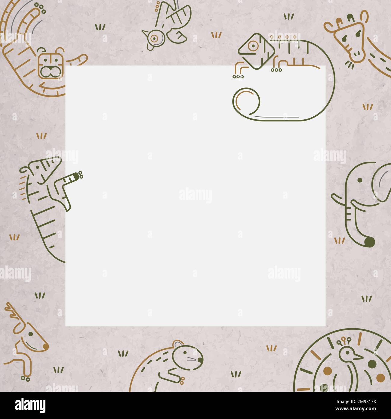 Animals pattern on a brown card template vector Stock Vector Image ...