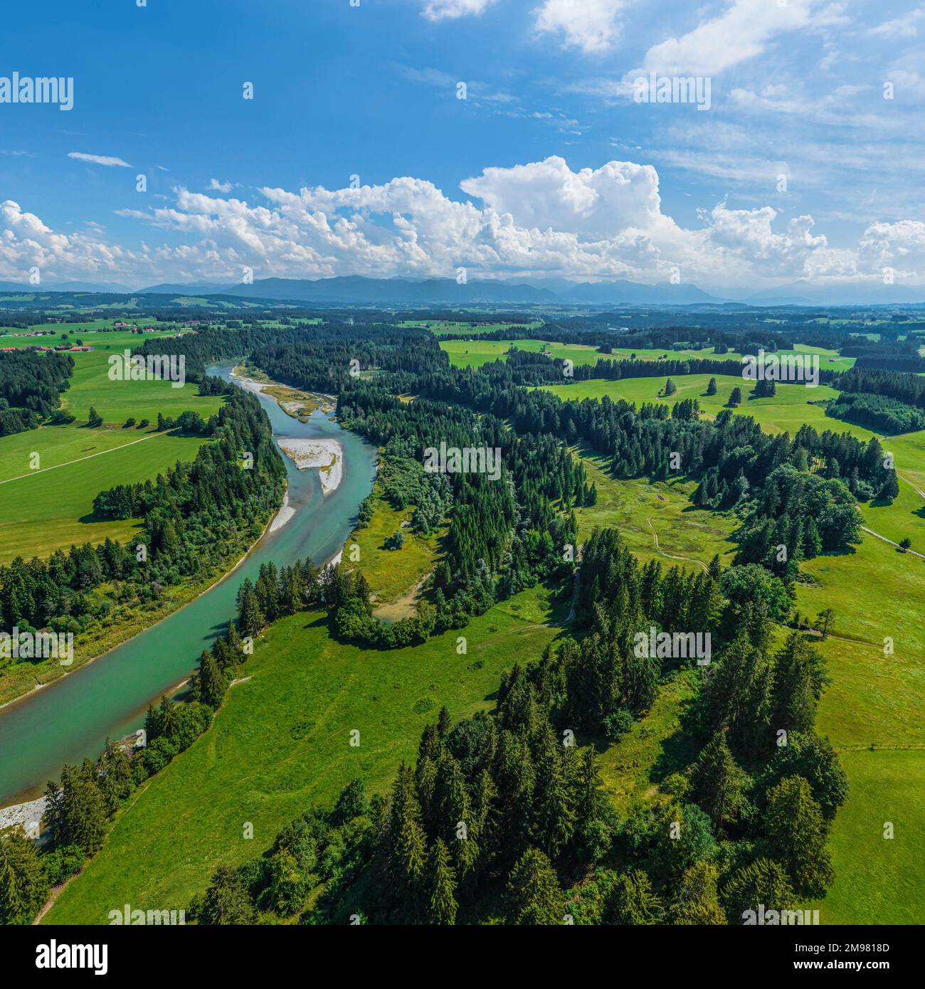 Aerial view to the impresive nature around the Litzauer Schleife near ...