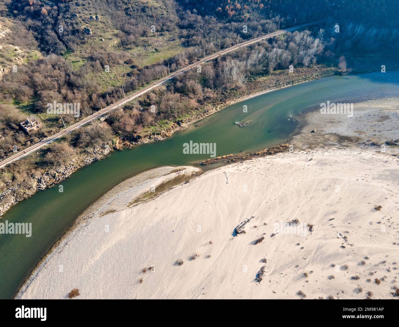 Amazing Aerial view of Struma river passing through the Petrich valley ...
