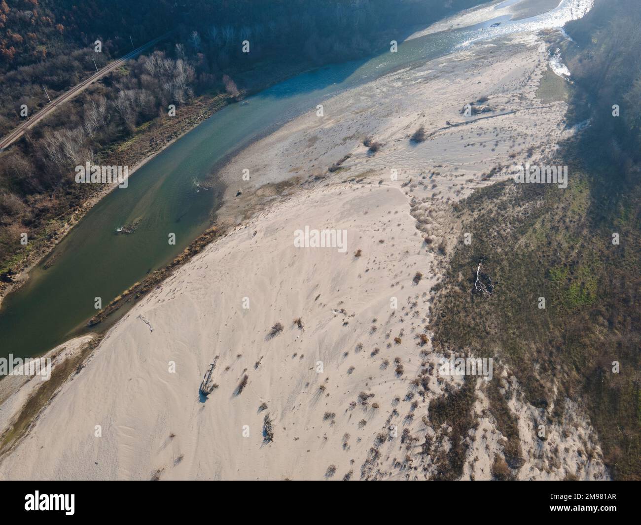 Amazing Aerial view of Struma river passing through the Petrich valley ...