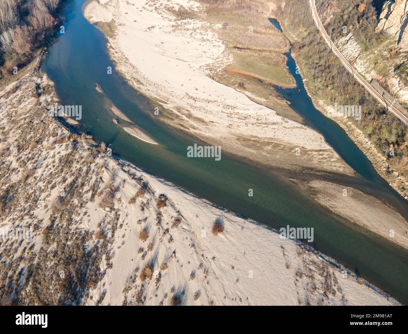 Amazing Aerial view of Struma river passing through the Petrich valley ...