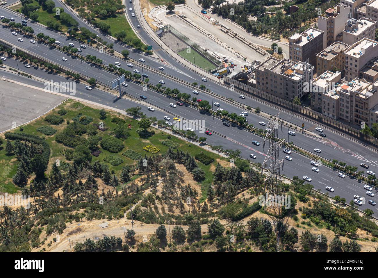 Aerial view of Hakim Expressway in Tehran, capital of Iran Stock Photo ...