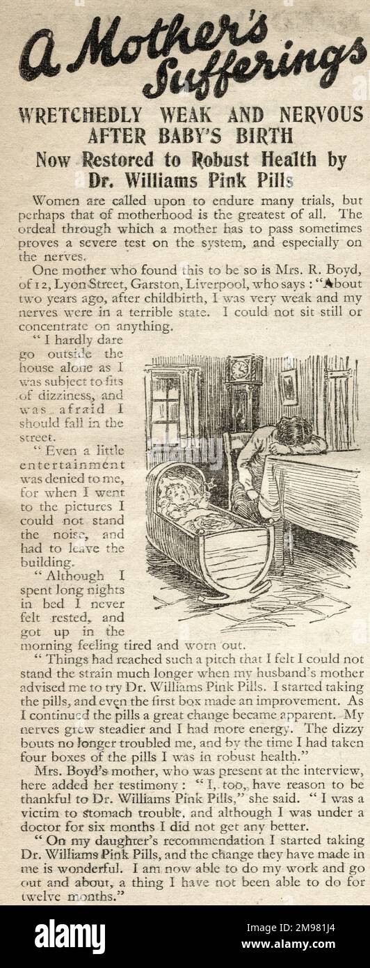 Advertisement, Dr Williams pink pills for pale people. A mother's ...