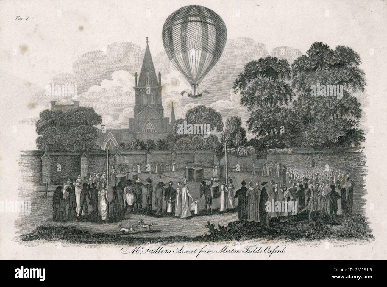 James Sadler's ascent from Merton Fields, Oxford on 7th July 1810 ...
