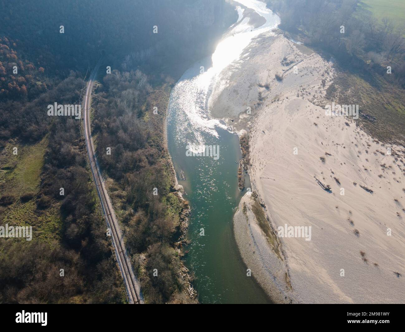 Amazing Aerial view of Struma river passing through the Petrich valley ...