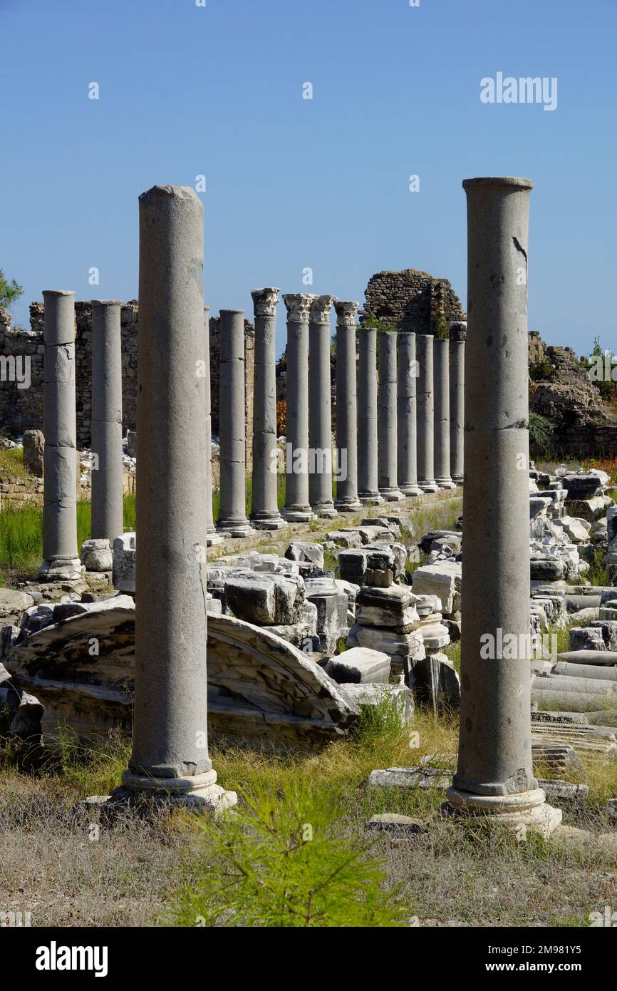 Turkey, Antalya - Alanya, Side: Pillars of the Agora (2nd century AD ...