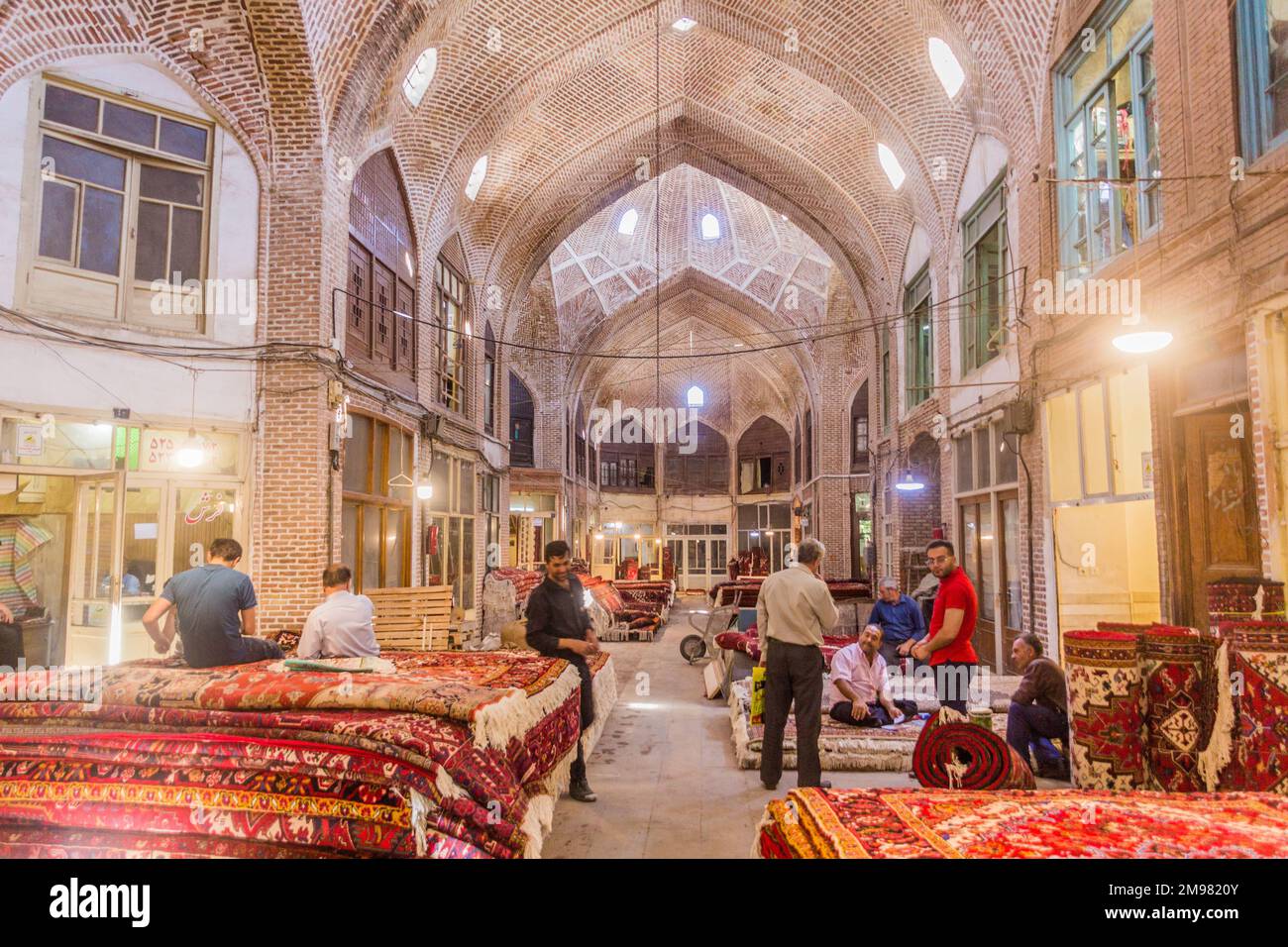 TABRIZ, IRAN - JULY 15, 2019: Carpet section of the Bazaar in Tabriz ...