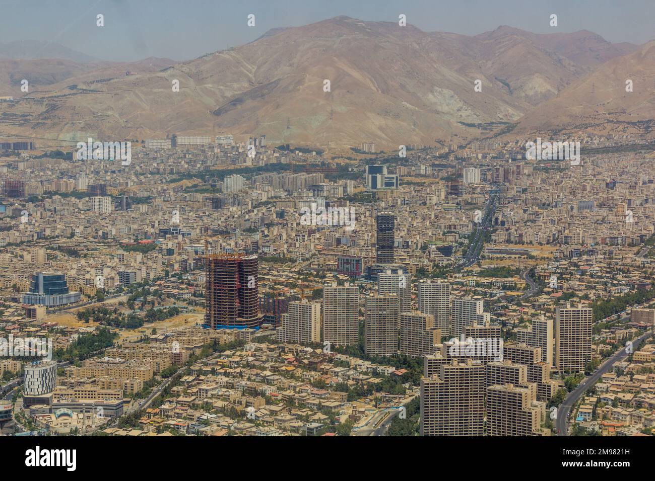 Aerial view of Alborz mountains and Tehran, capital of Iran Stock Photo ...