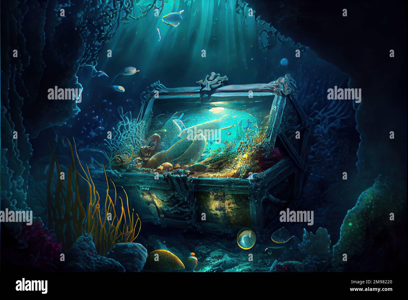 Treasure chest under water hi-res stock photography and images - Alamy
